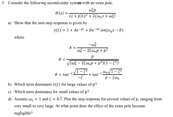 Solved 5. Consider the following second-order system with an | Chegg.com