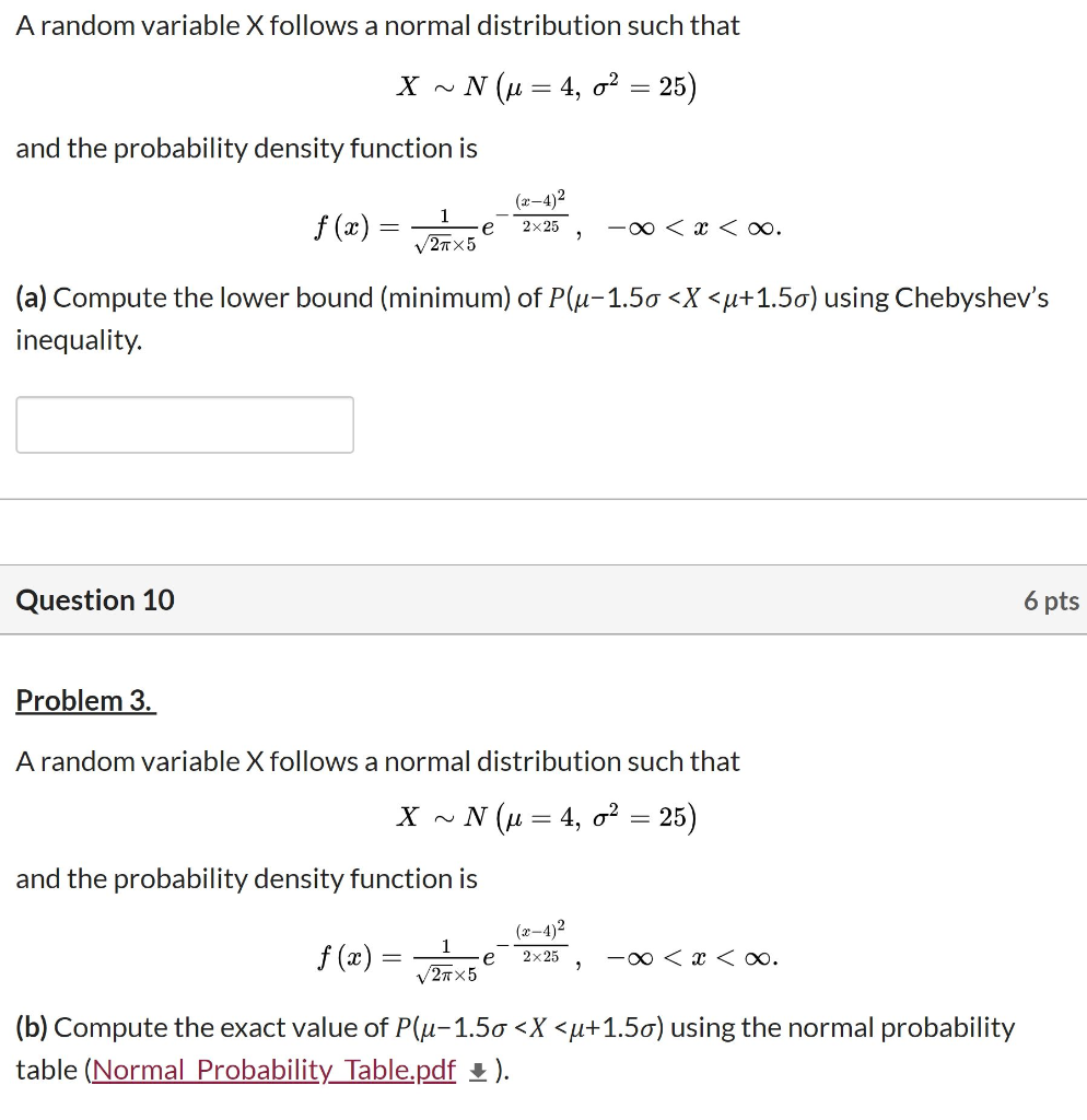Solved A random variable X follows a normal distribution | Chegg.com