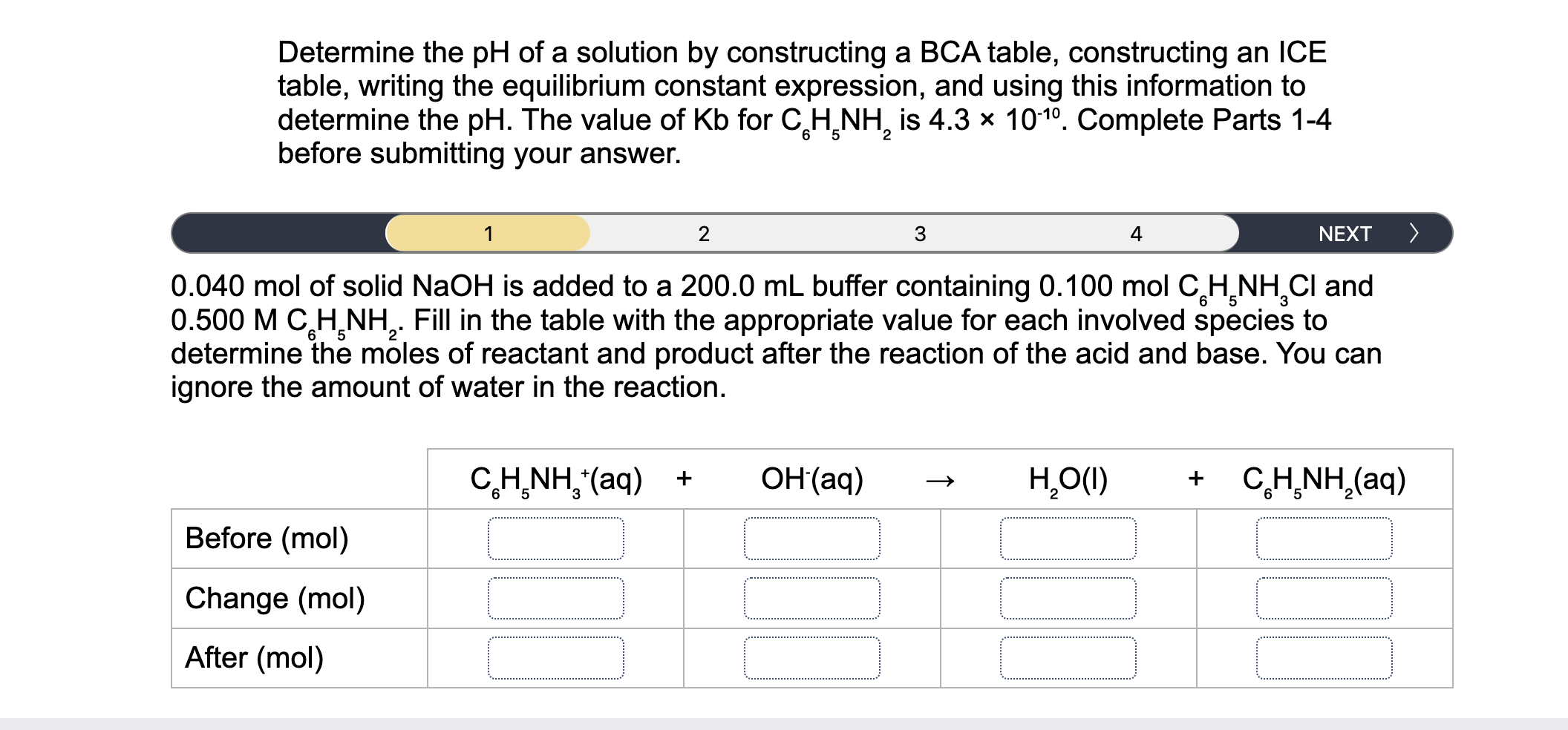 Solved Determine the pH of a solution by constructing a BCA | Chegg.com