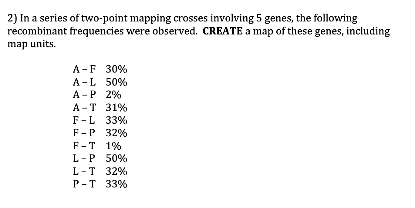 Solved 2) In a series of two-point mapping crosses involving | Chegg.com