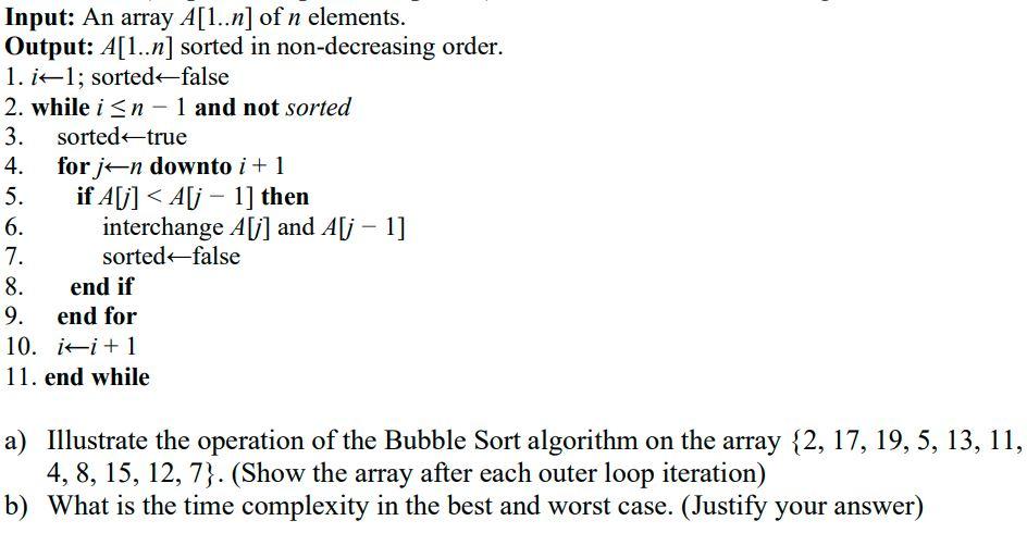 Solved Input: An array A[1..n] of n elements. Output: | Chegg.com