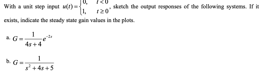 Solved With a unit step input u(t)={0,1,t