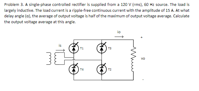 Solved Problem 3. A single-phase controlled rectifier is | Chegg.com