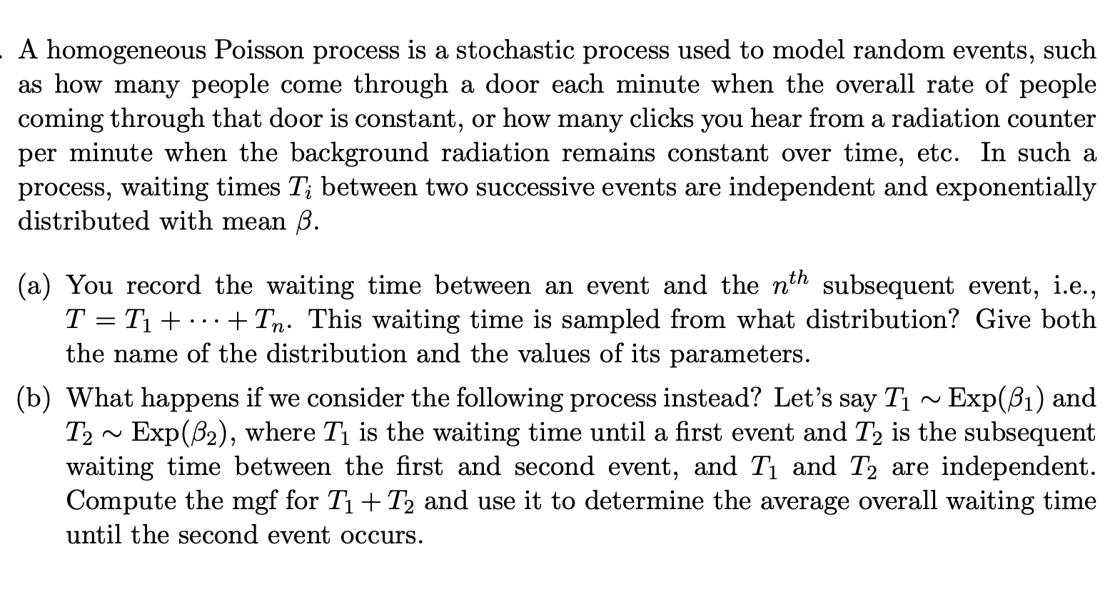 Solved a a A homogeneous Poisson process is a stochastic | Chegg.com