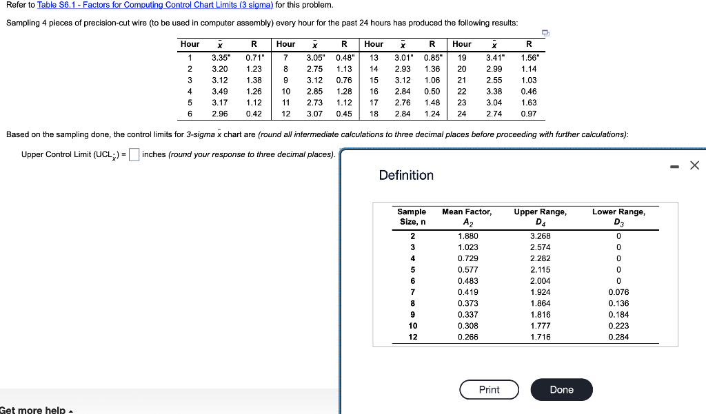 Solved Based on the sampling done,the control limits for | Chegg.com