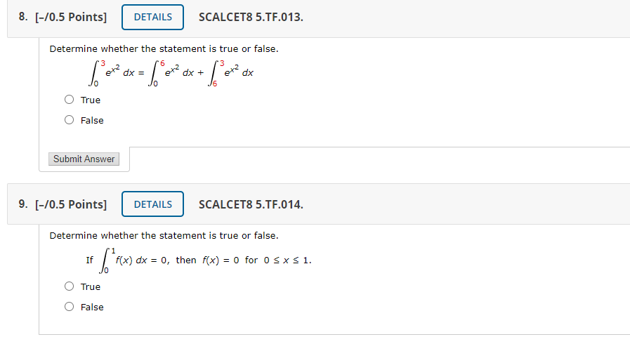8. [-70.5 Points] DETAILS SCALCET8 5.TF.013. | Chegg.com