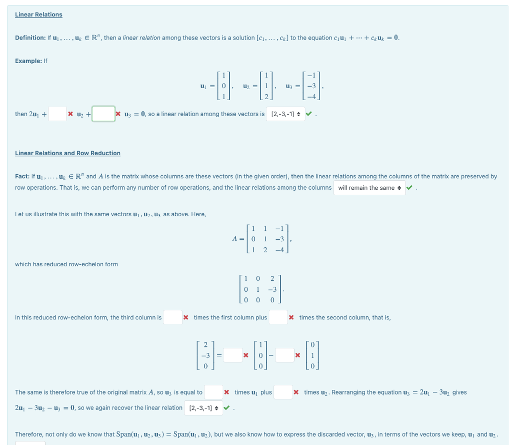 Solved Linear Relations Definition: If u₁,..., u ER", then a | Chegg.com