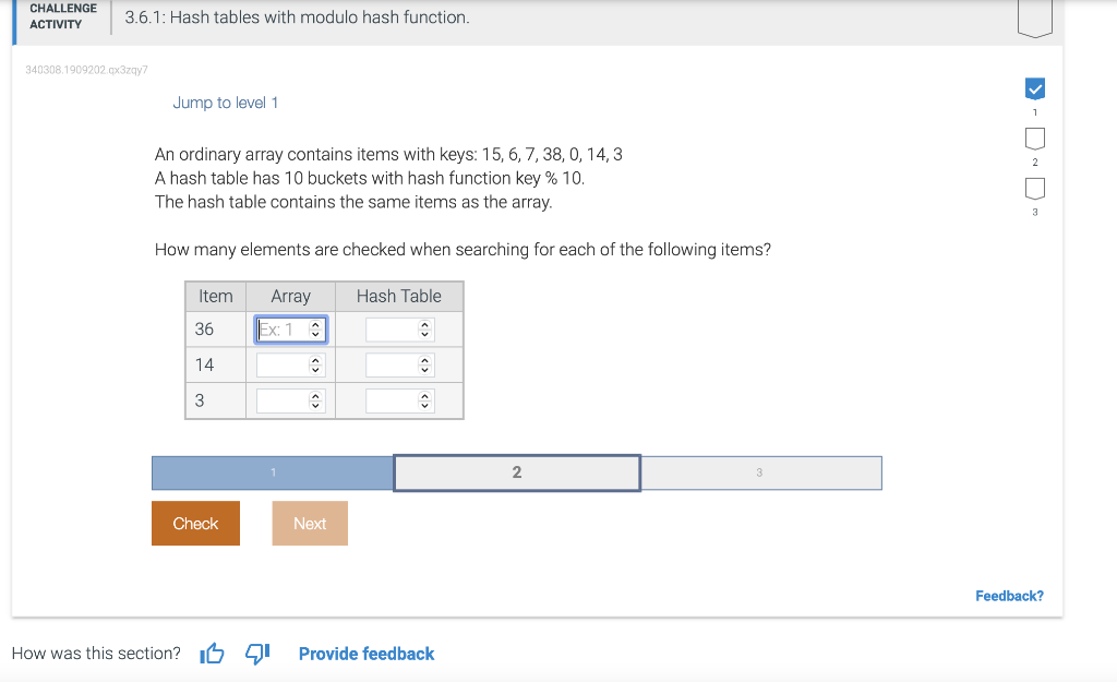 Solved CHALLENGE ACTIVITY 3.6.1: Hash tables with modulo | Chegg.com