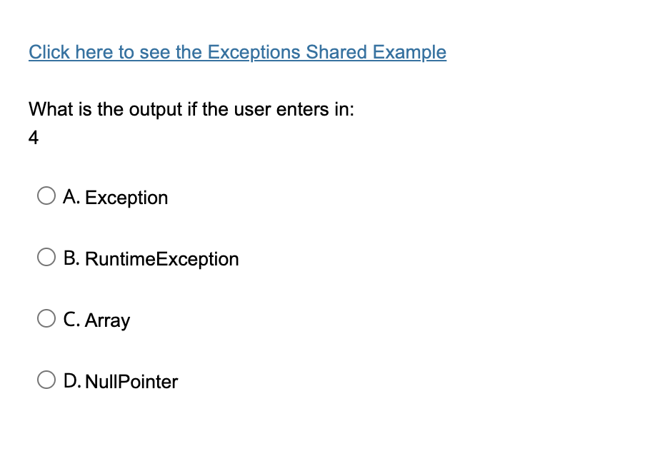 Solved Click here to see the Exceptions Shared Example | Chegg.com