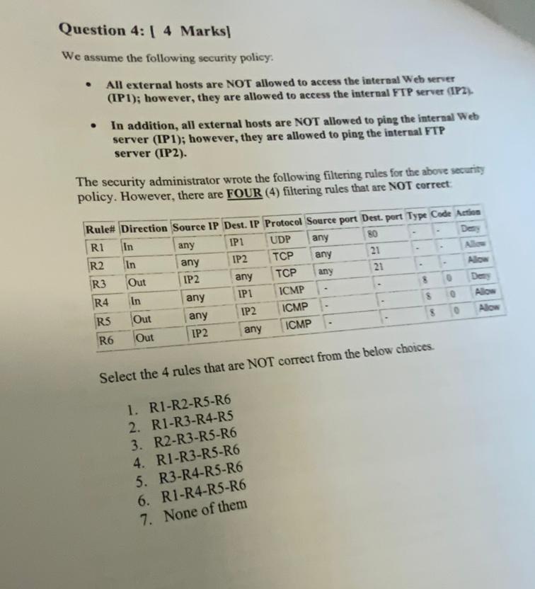 Solved Question 4: I 4 Marks! We assume the following | Chegg.com