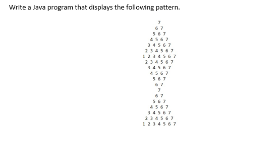 Solved Write a Java program that displays the following | Chegg.com