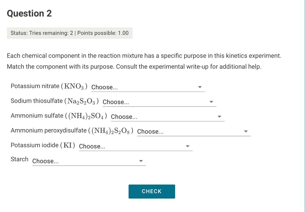 Status: Tries remaining: 2 | Points possible: 1.00 | Chegg.com