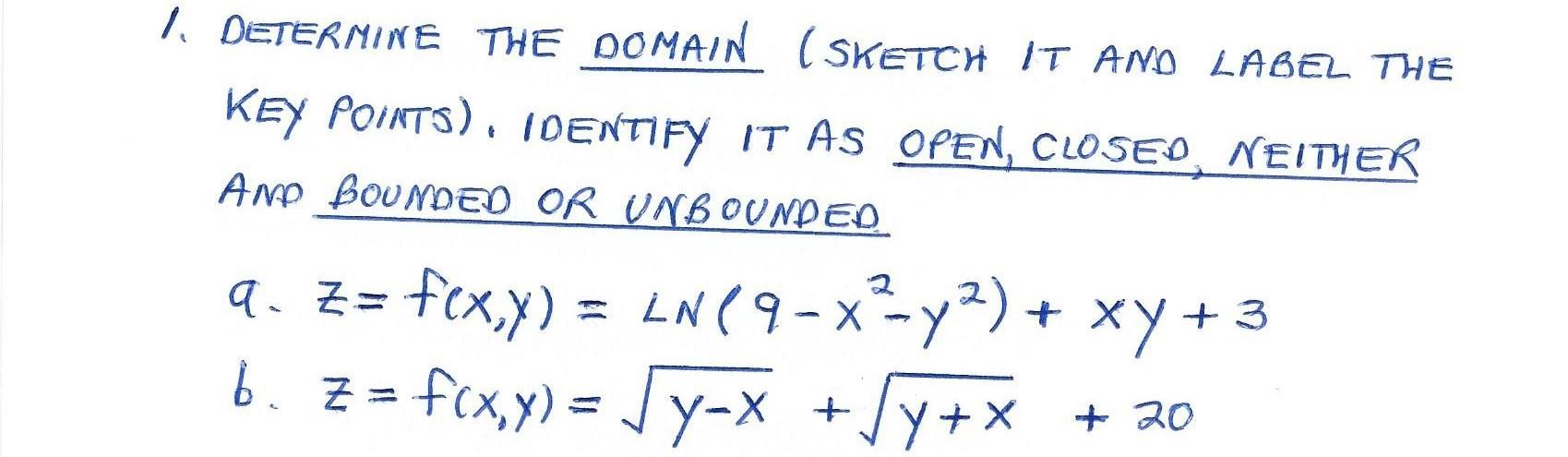 Solved I DETERMINE THE DOMAIN ( SKETCH IT AND LABEL THE KEY | Chegg.com