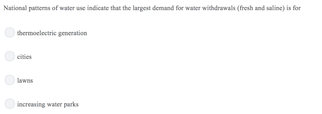 Solved Offstream water use involves the withdrawal or | Chegg.com