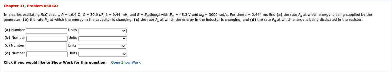 Solved Chapter 31, Problem 060 GO In a series oscillating | Chegg.com