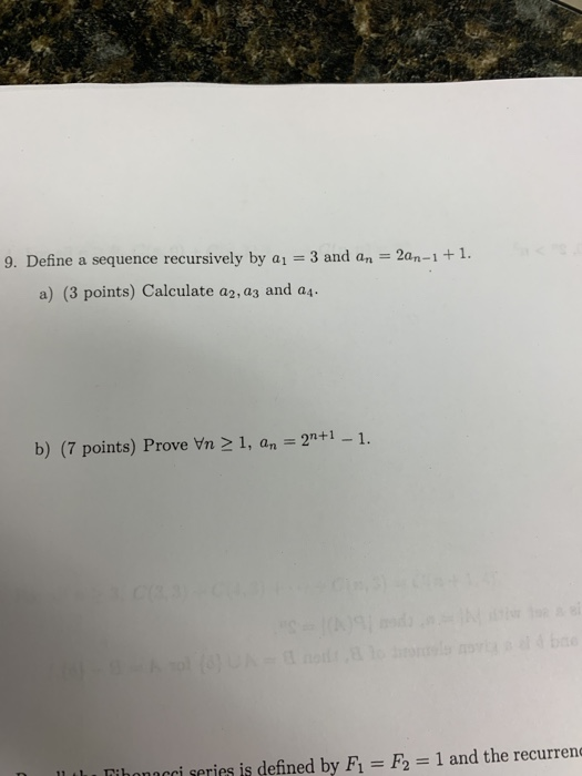 Solved 9. Define a sequence recursively by a1 3 and an 2an-1 | Chegg.com