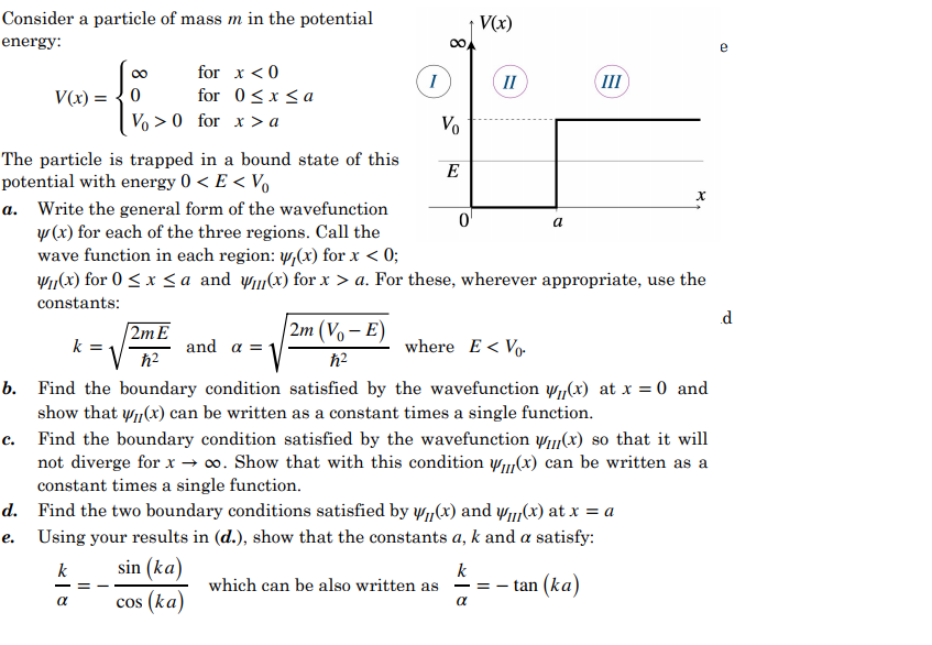 Solved 00 e Vo a Consider a particle of mass m in the | Chegg.com