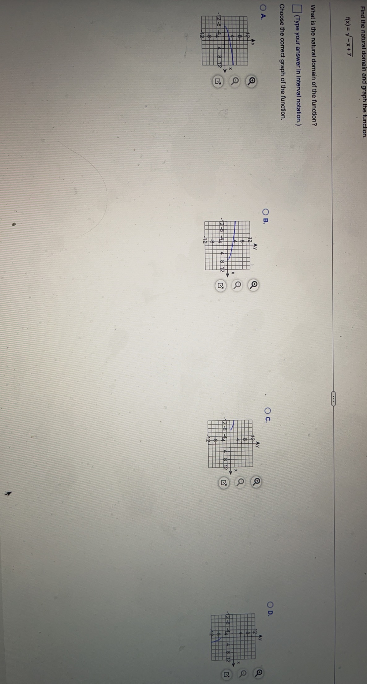 Solved Find the natural domain and graph the function. | Chegg.com