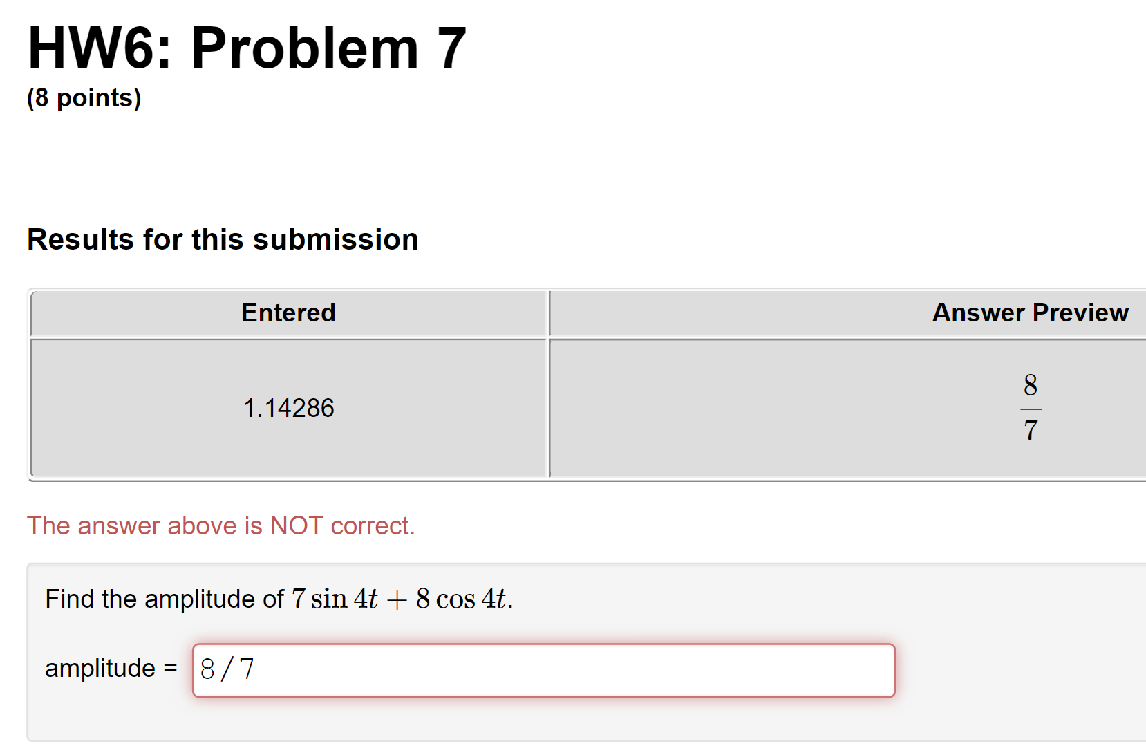 Solved HW6: Problem 7 (8 points) Results for this submission | Chegg.com
