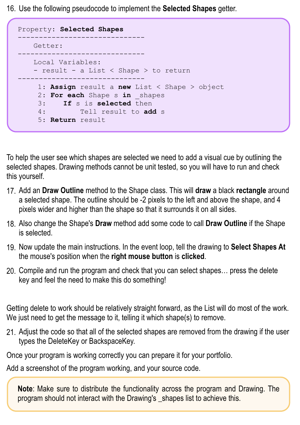 Instructions This Task Continues The Shape Drawer