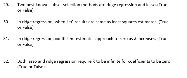 Solved Two best known subset selection methods are ridge | Chegg.com