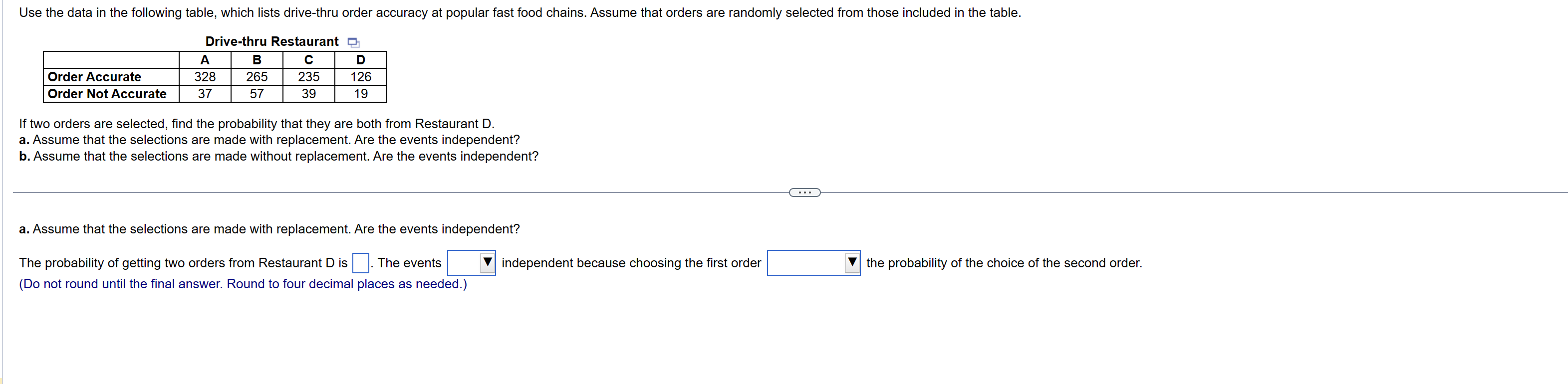Solved If two orders are selected, find the probability that | Chegg.com