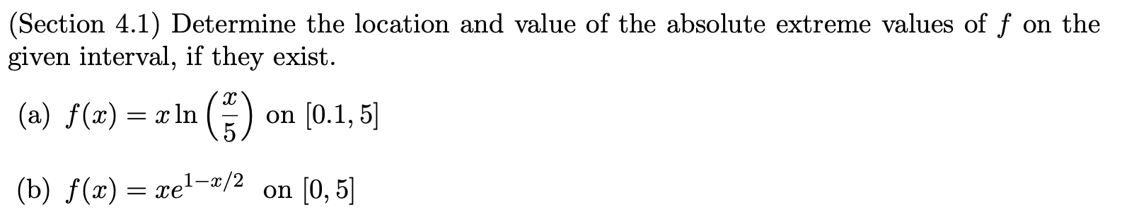 Solved Section 4 1 Determine The Location And Value Of The