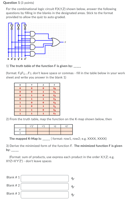Solved Question 1(3 points) For the combinational logic | Chegg.com