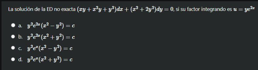 Solved The Solution Of The Non Exact Ode If Its Integrating