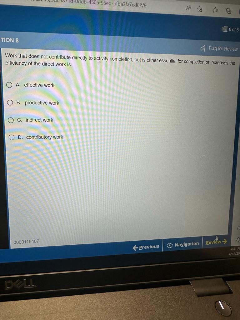 Solved Work that does not contribute directly to activity | Chegg.com