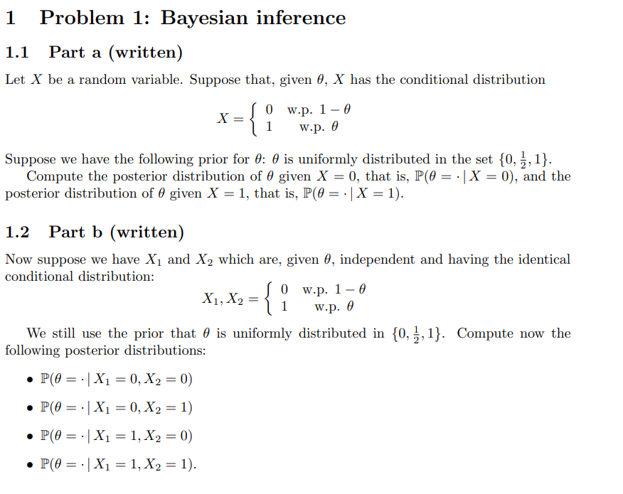 Solved 1 Problem 1: Bayesian inference 1.1 Part a (written) | Chegg.com