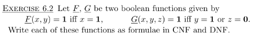 Solved EXERCISE 6.2 Let F, G be two boolean functions given | Chegg.com