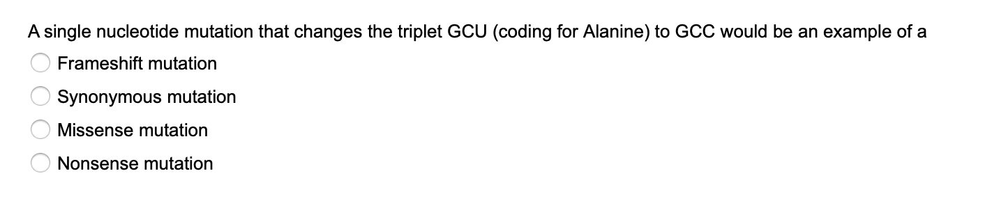 Solved A single nucleotide mutation that changes the triplet | Chegg.com
