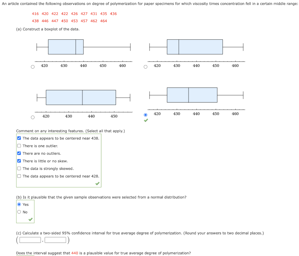 Solved (a) Construct a boxplot of the data. Comment on any | Chegg.com