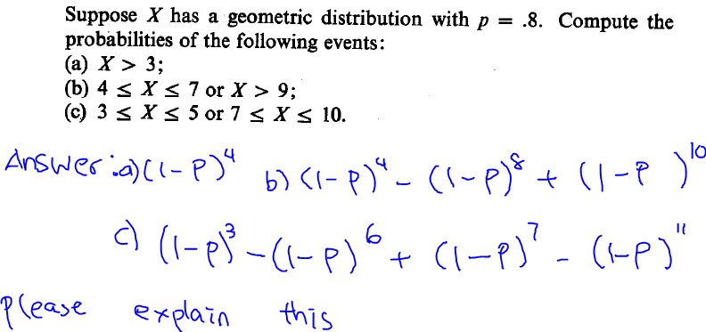 Solved Suppose X has a geometric distribution with p = .8. | Chegg.com