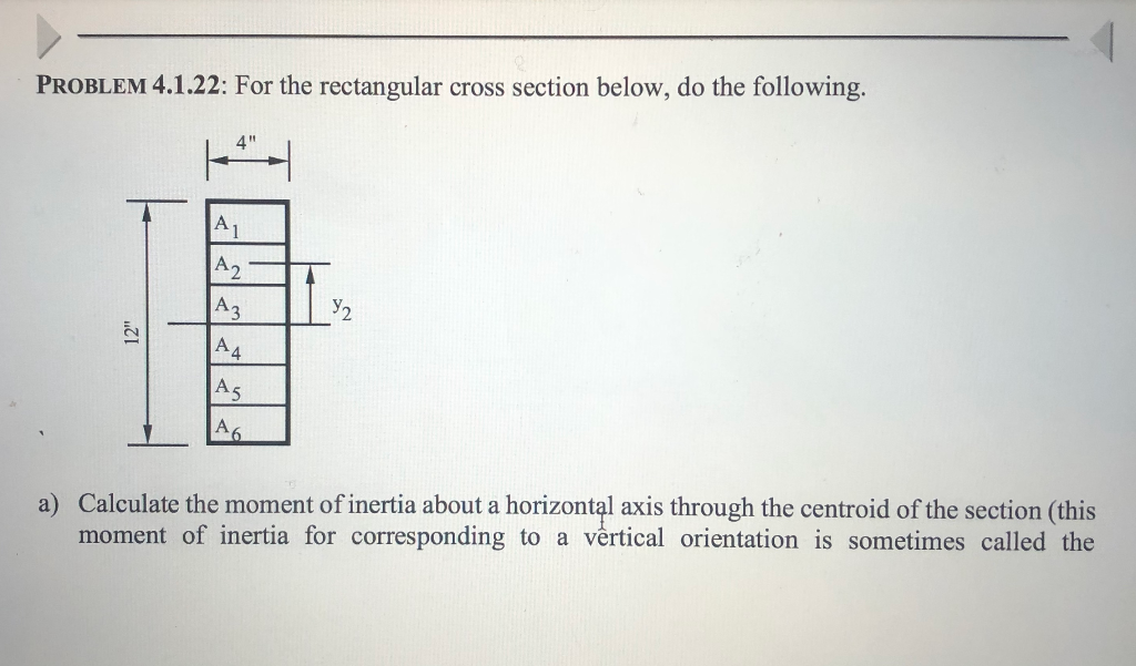 Solved PROBLEM 4.1.22: For the rectangular cross section | Chegg.com