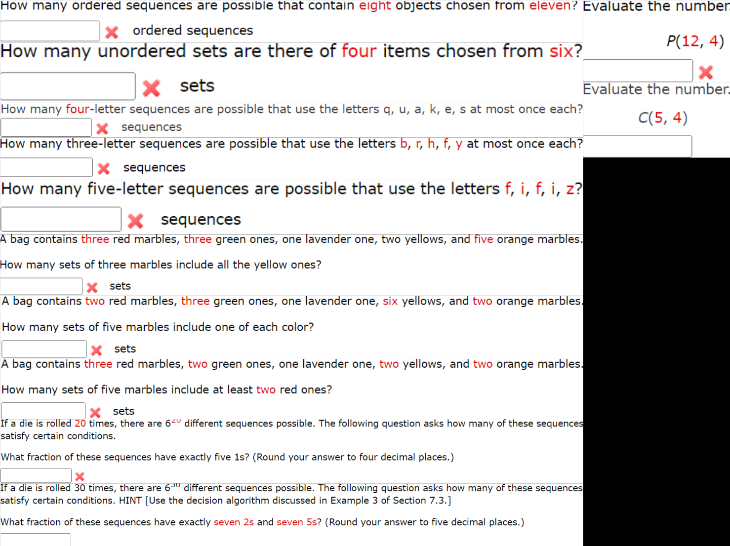 Solved [i]How many ordered sequences are possible that | Chegg.com