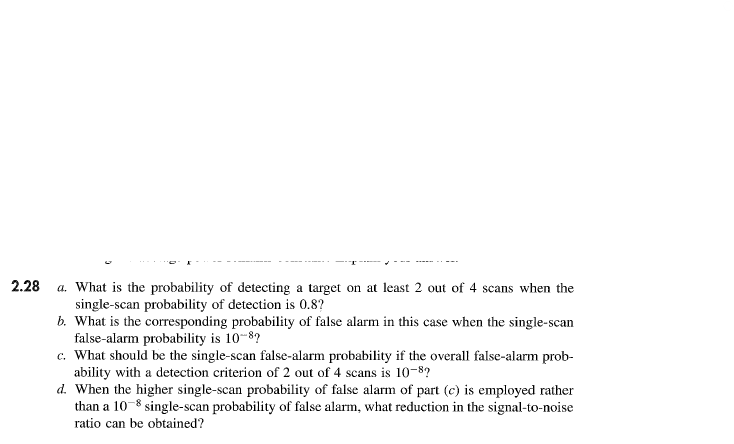 Solved 28a. What is the probability of detecting a target on | Chegg.com