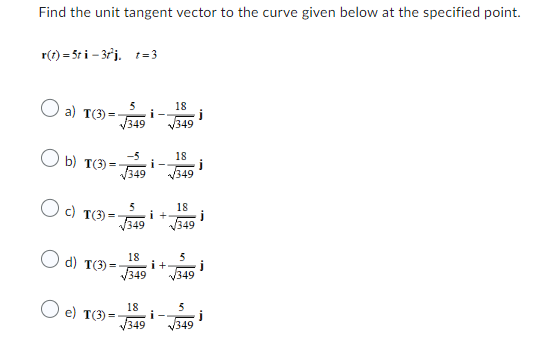 Solved Find the unit tangent vector to the curve given below | Chegg.com