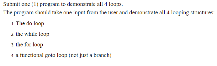 Solved Need help creating a C program that uses all 4 | Chegg.com
