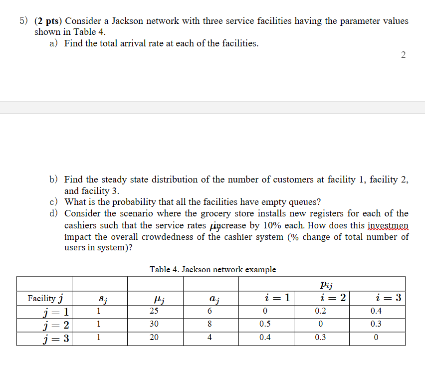 Solved 5) (2 pts) Consider a Jackson network with three | Chegg.com