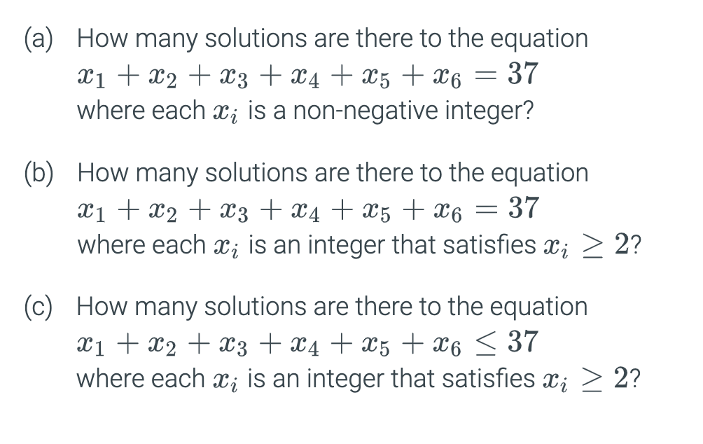 Solved (a) How many solutions are there to the equation | Chegg.com
