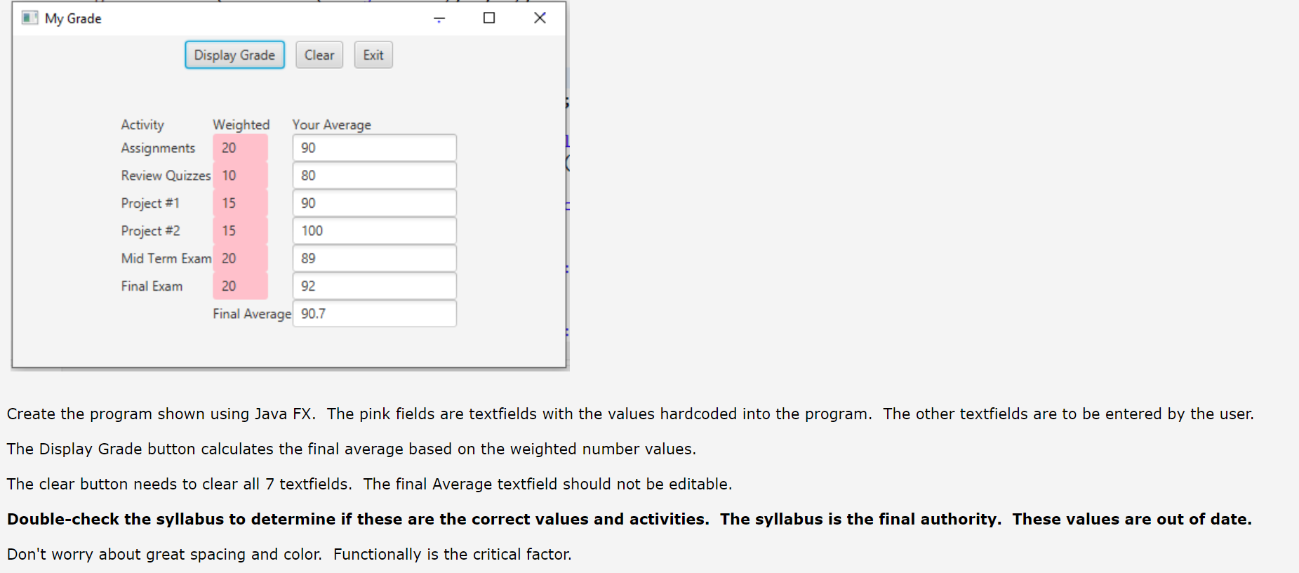 Solved My Grade - x Display Grade Clear Exit Your Average | Chegg.com