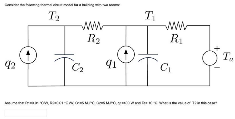 Consider the following thermal circuit model for a | Chegg.com