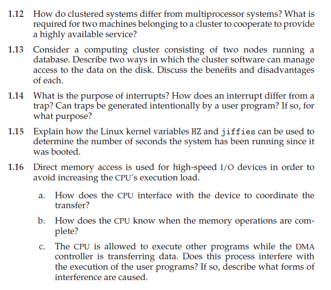Solved 1.12 How do clustered systems differ from | Chegg.com