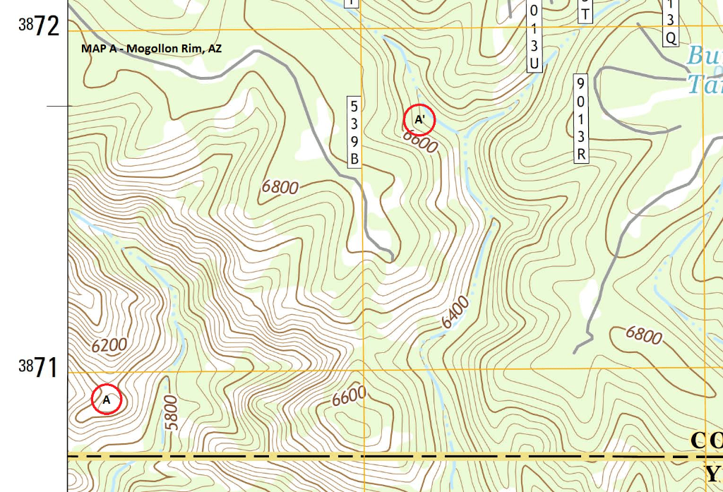 Solved Construct two topographic profiles, one for each of | Chegg.com