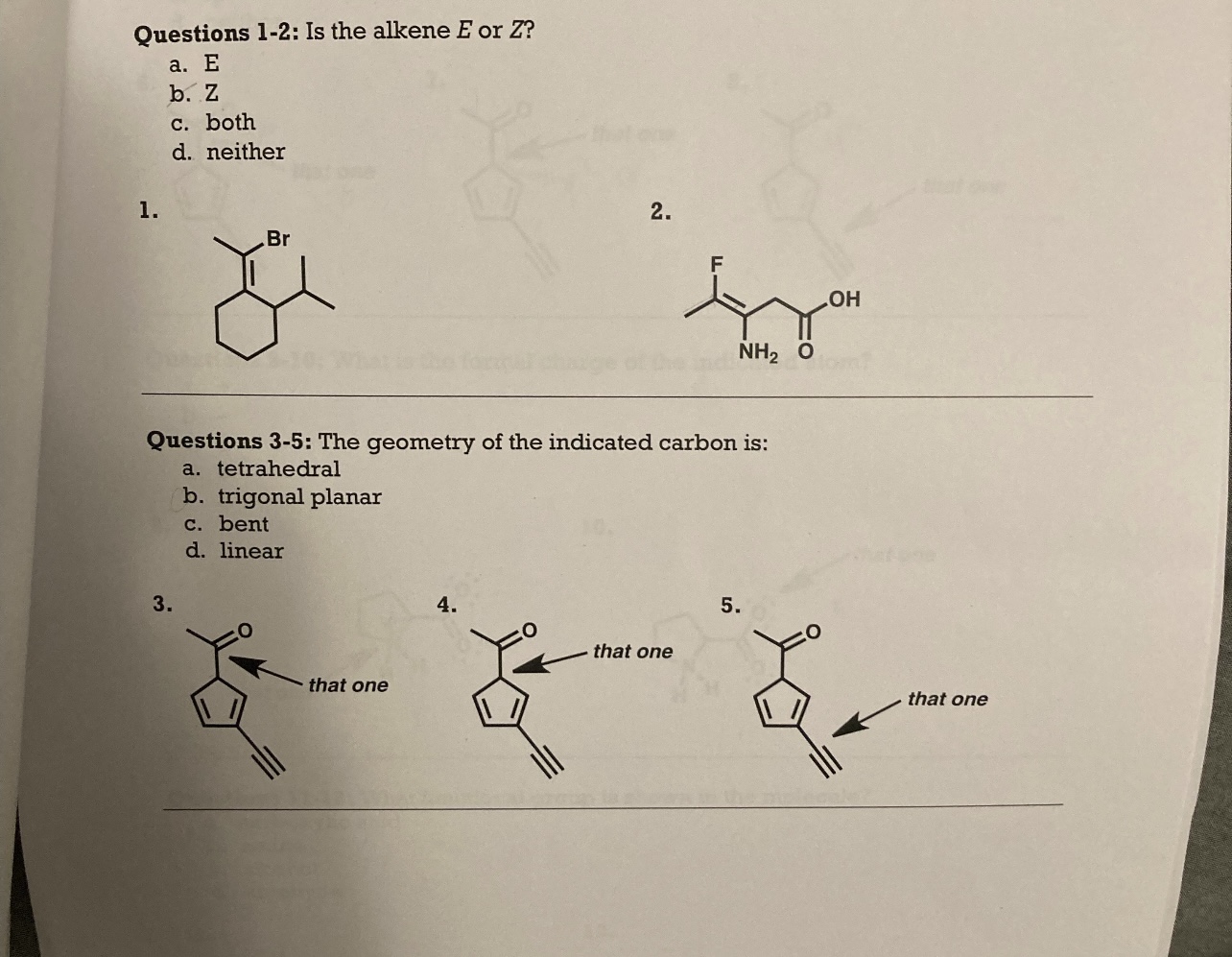 Solved Questions 1-2: Is the alkene E or Z ? a. E b. Z c. | Chegg.com