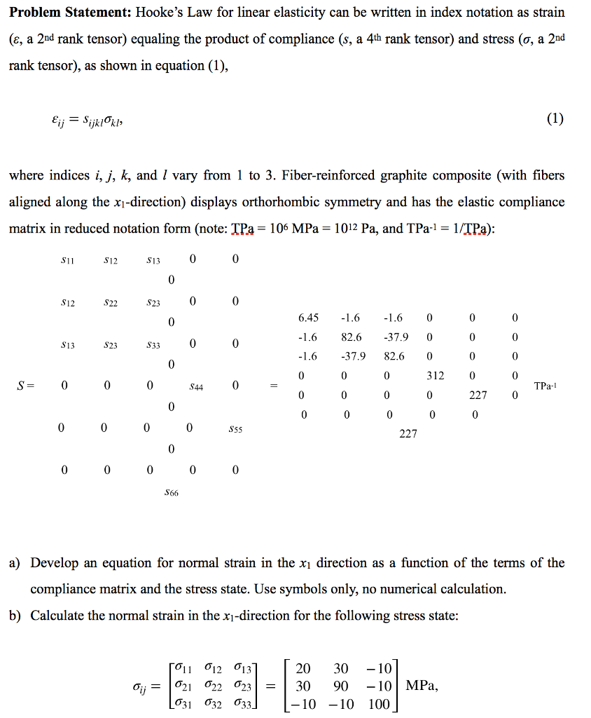 Solved Problem Statement Hookes Law For Linear Elasticity 2323
