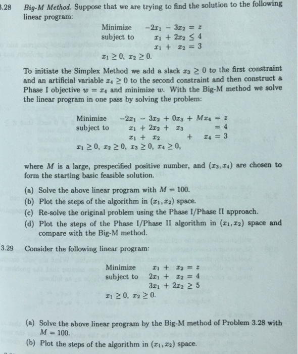 Solved .28 Big-M Method. Suppose that we are trying to find | Chegg.com