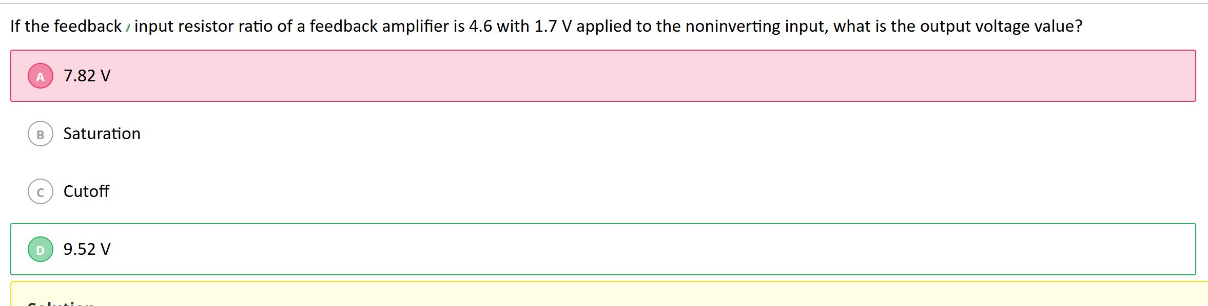 Solved If the feedback / ﻿input resistor ratio of a feedback | Chegg.com